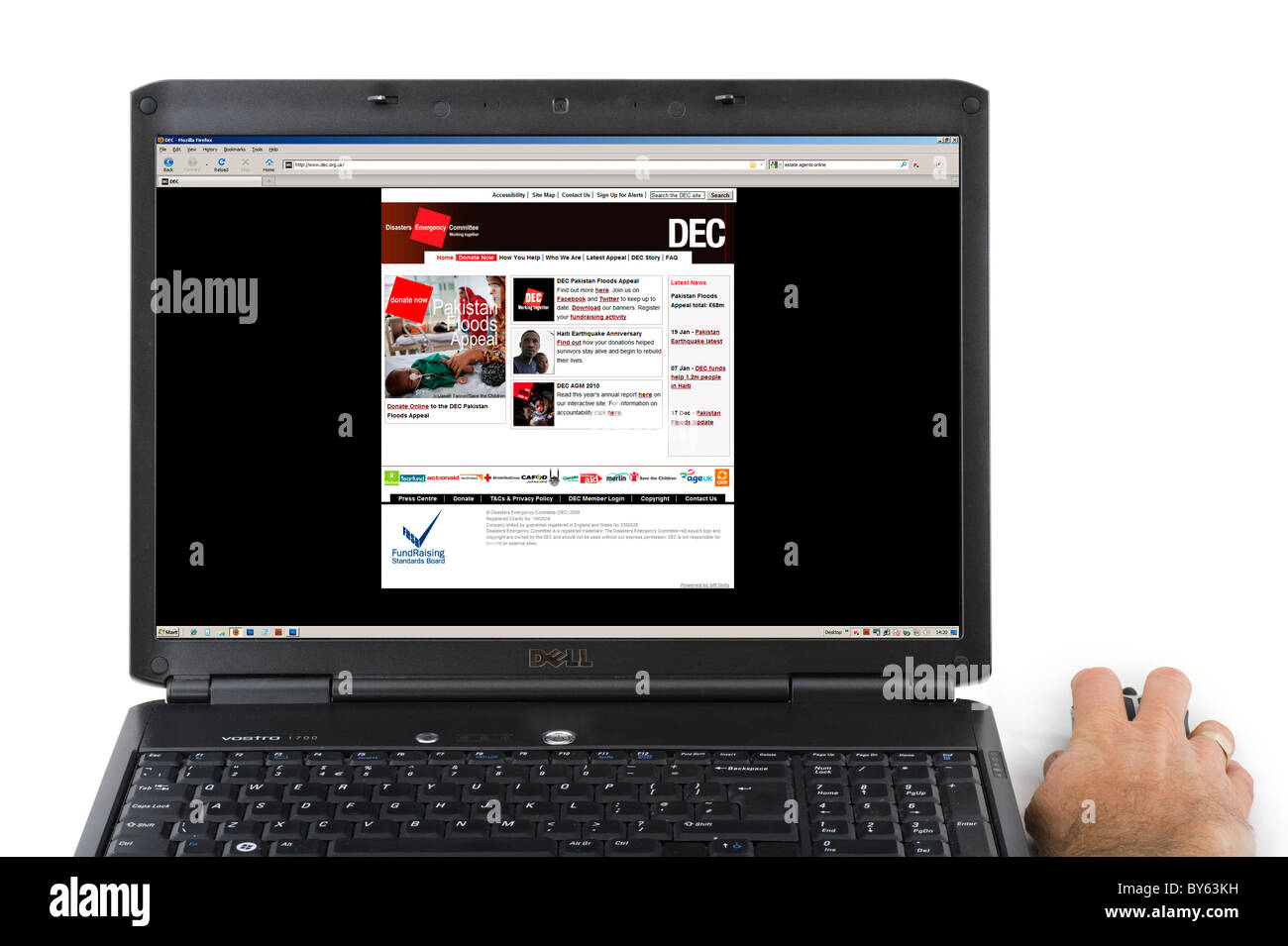 Making a charitable donation online via the DEC website, UK Stock Photo ...