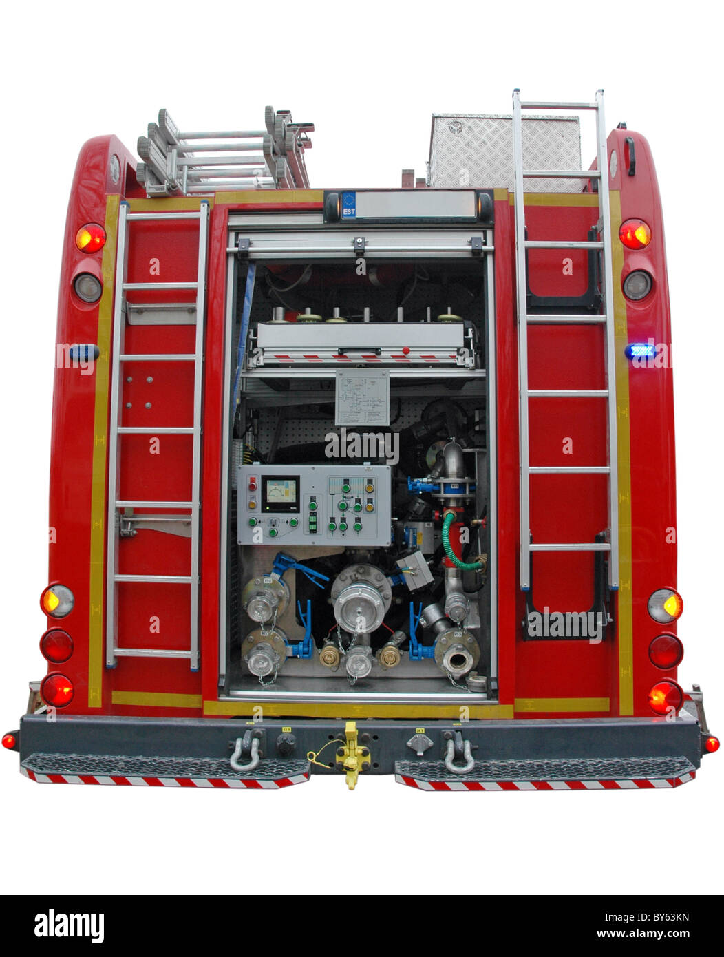 red fire truck isolated on white with clipping mask Stock Photo - Alamy