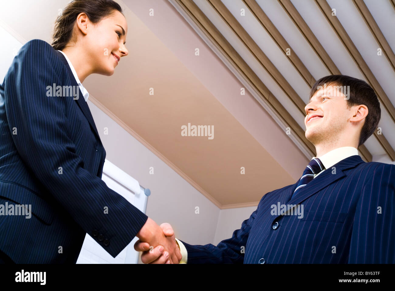 Business handshake meaning a successful bargain of two partners Stock ...
