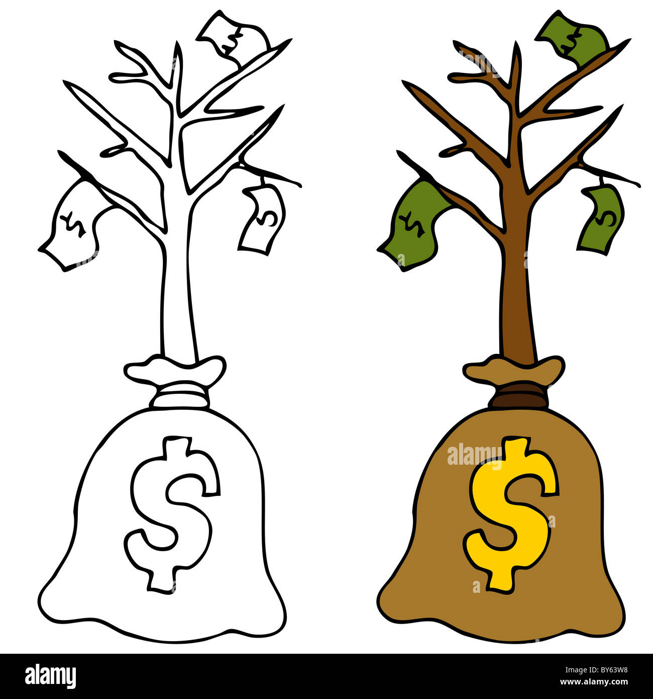 Money tree sapling growing Cut Out Stock Images & Pictures - Alamy