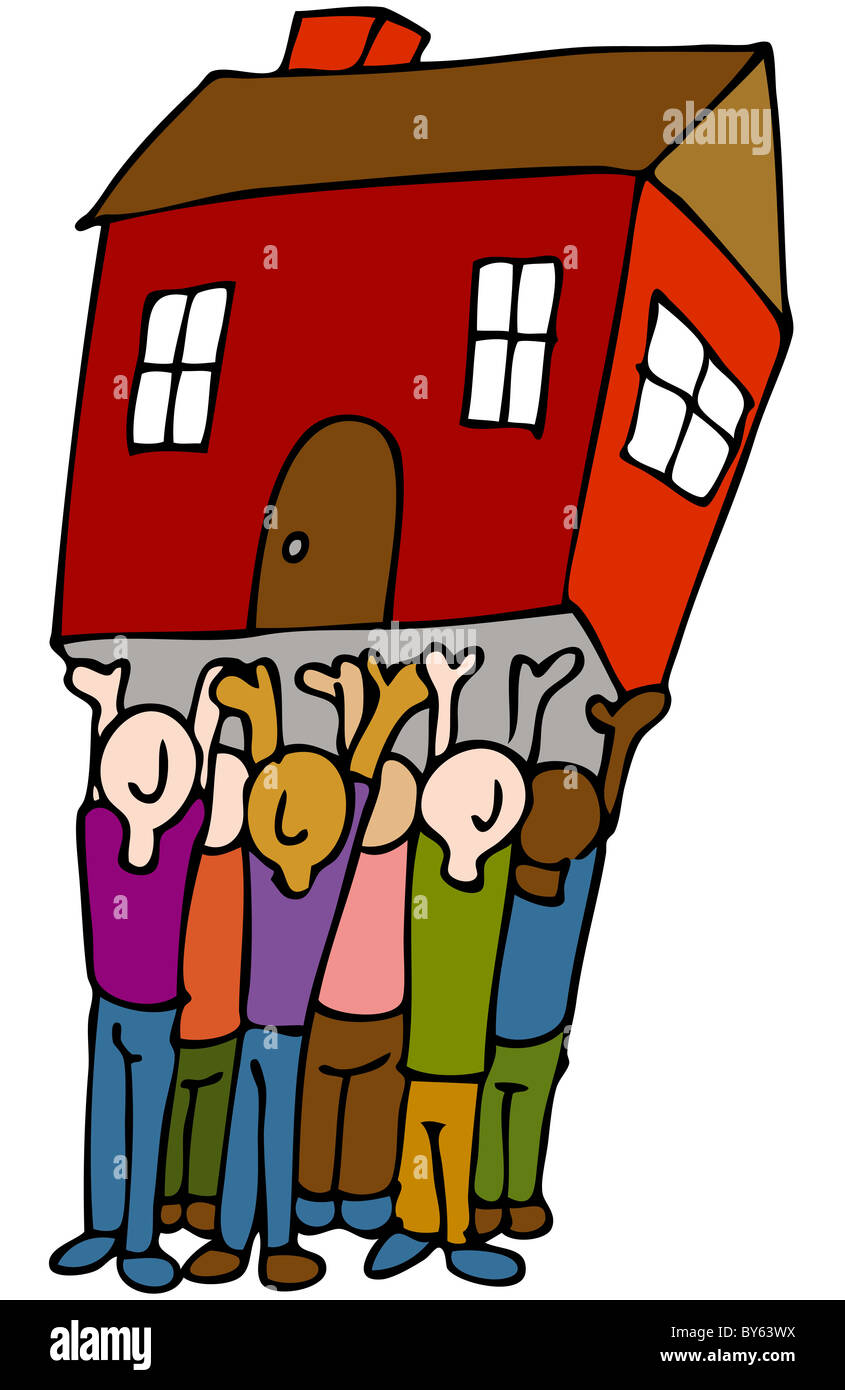 An image of a people lifting a house Stock Photo - Alamy