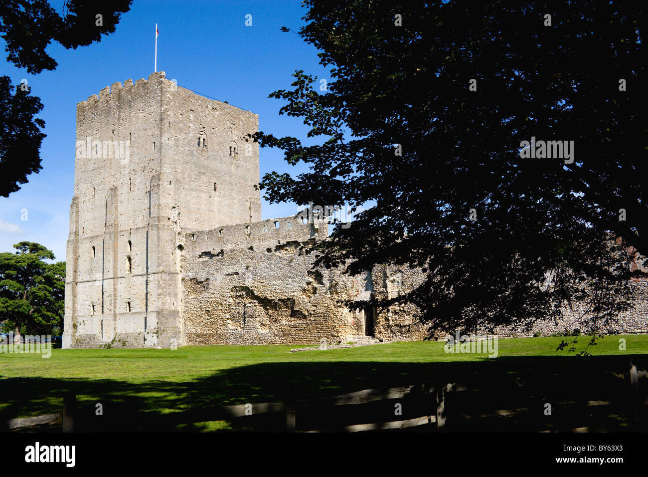 England Hampshire Portsmouth Harbour Portchester Castle Norman tower ...