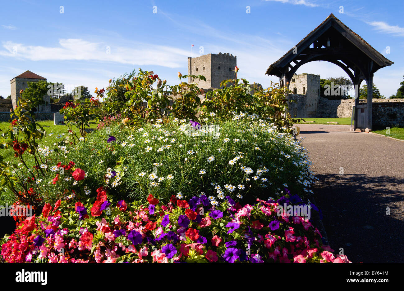 ENGLAND Hampshire Portsmouth Harbour Portchester Castle Norman tower in ...