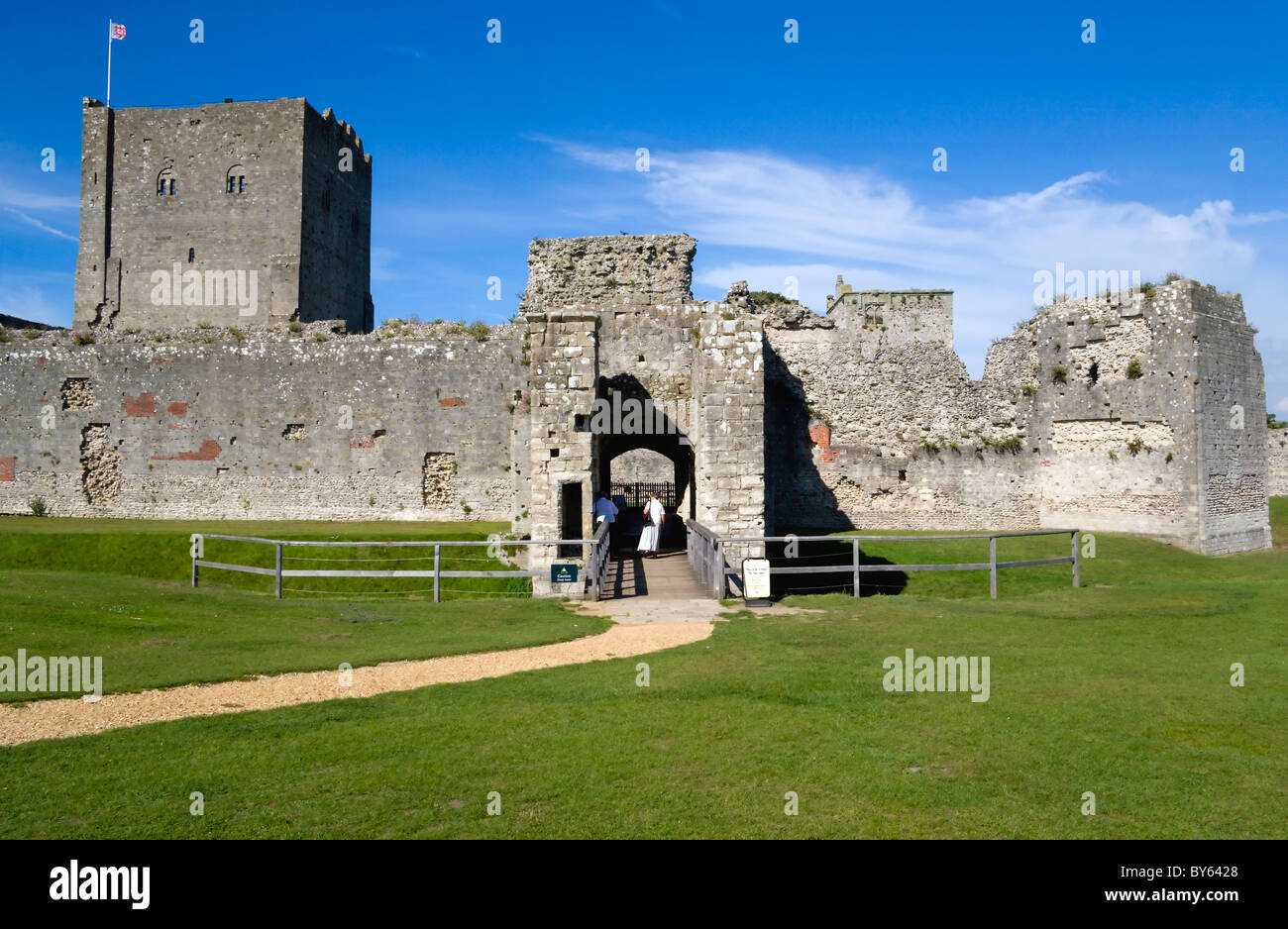 ENGLAND Hampshire Portsmouth Harbour Portchester Castle Norman tower in ...
