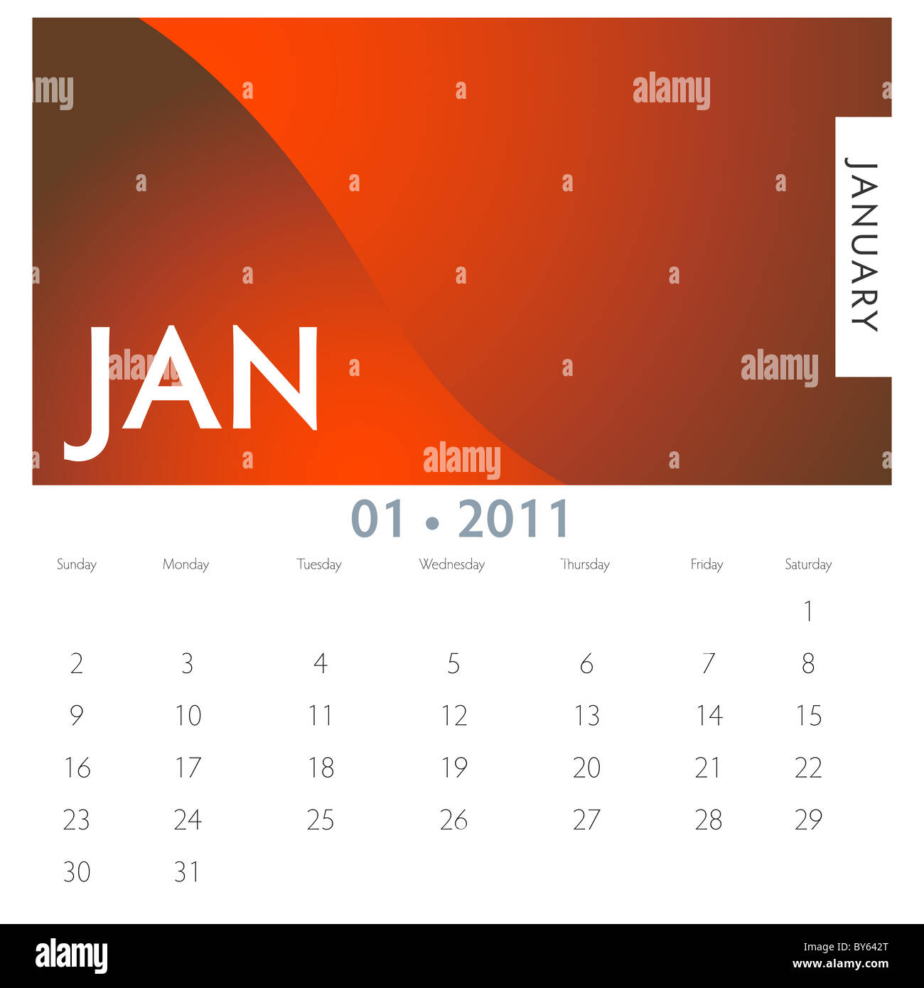 An image of a 2011 January calendar Stock Photo - Alamy