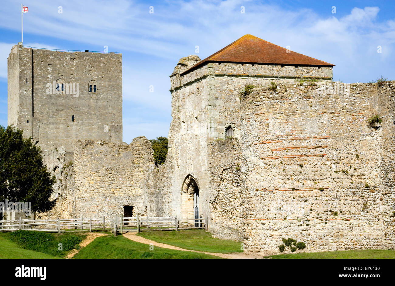 England Hampshire Portsmouth Harbour Portchester Castle Norman tower in ...