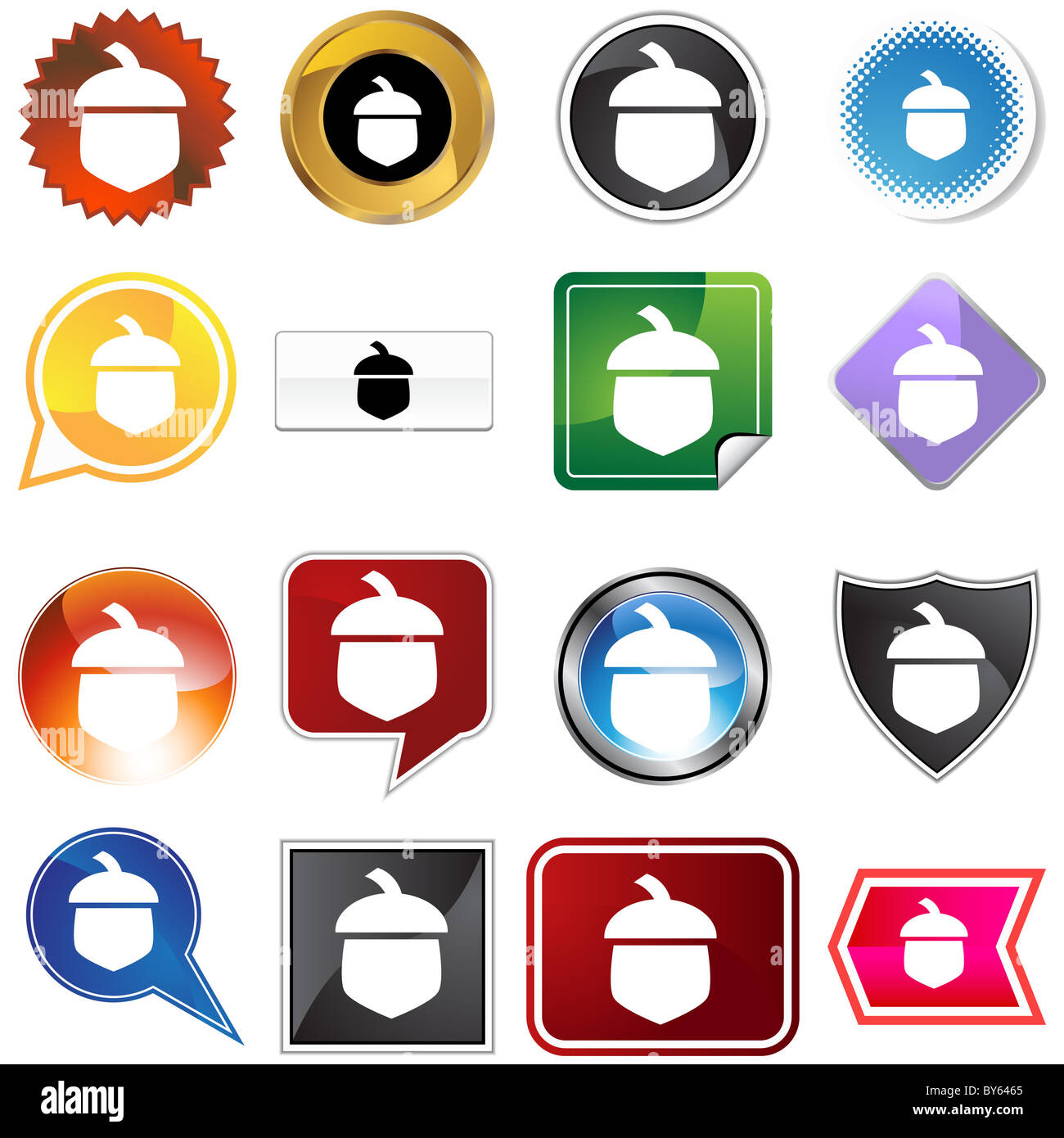 Acorn icon set isolated on a white background Stock Photo - Alamy