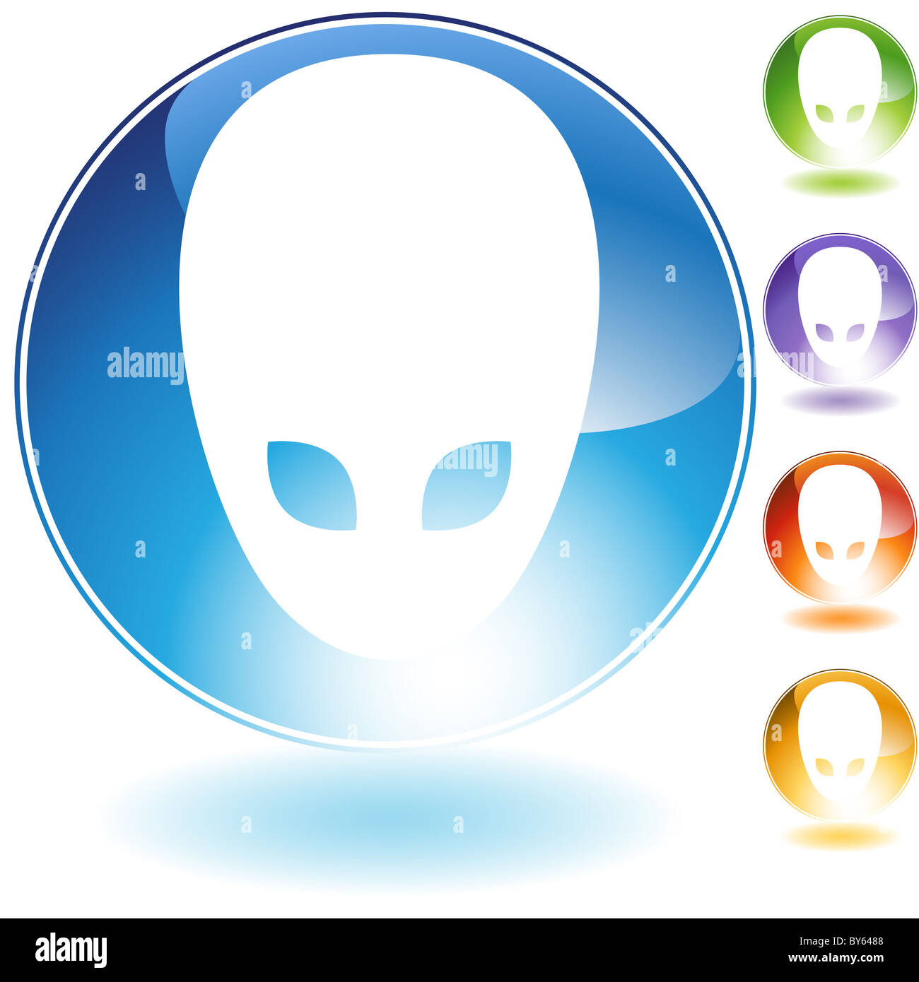 Set of 5 alien head icon / buttons Stock Photo - Alamy