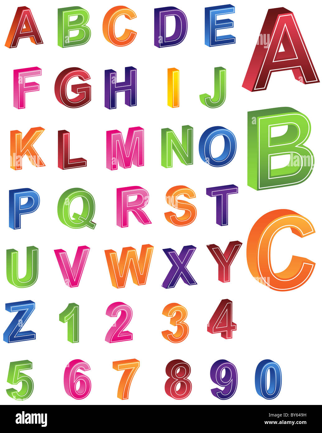 Set of 3D letters of the alphabet and numbers Stock Photo - Alamy