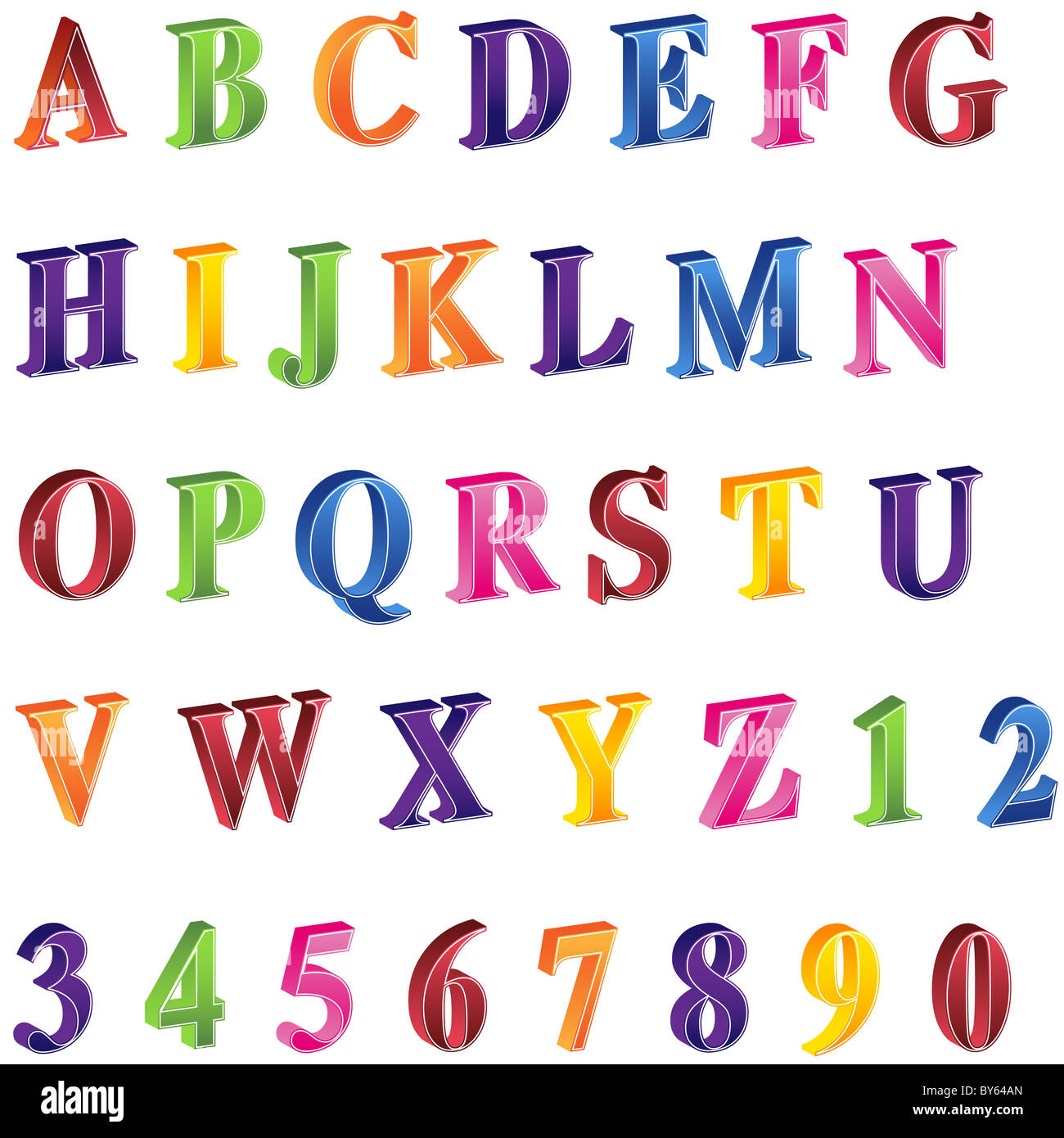 Set of 3D letters of the alphabet and numbers Stock Photo - Alamy