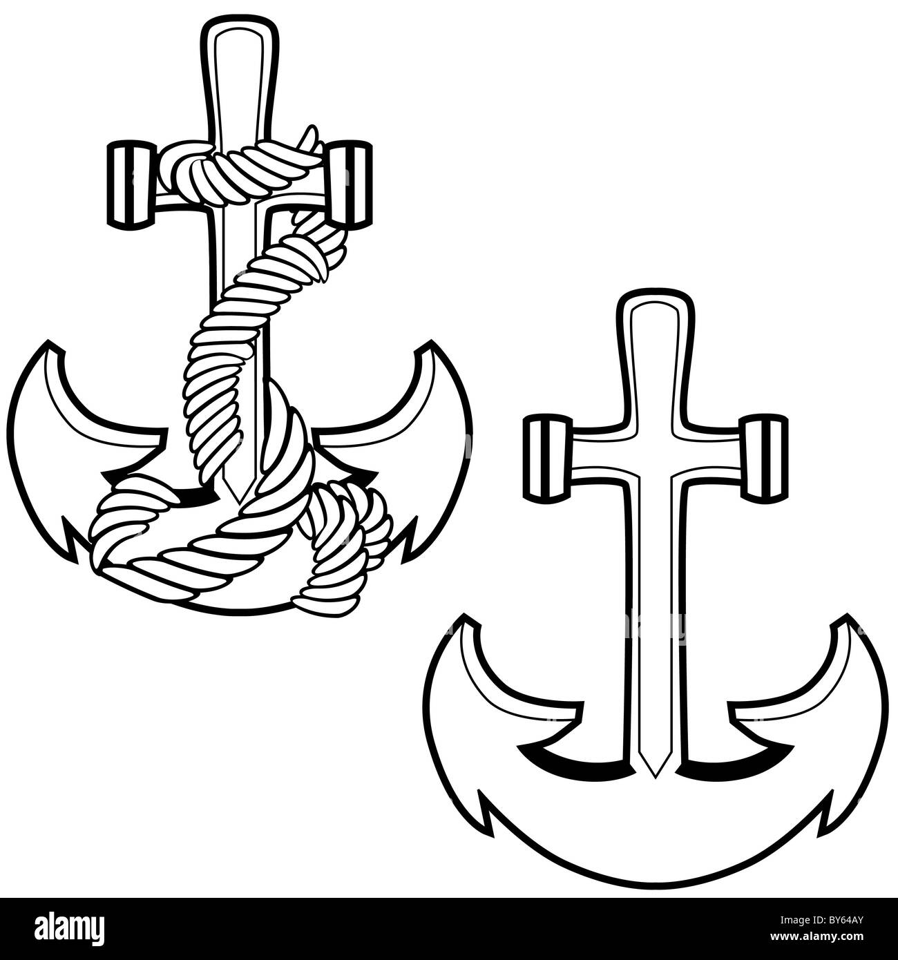 Set of two anchors isolated on a white background Stock Photo - Alamy