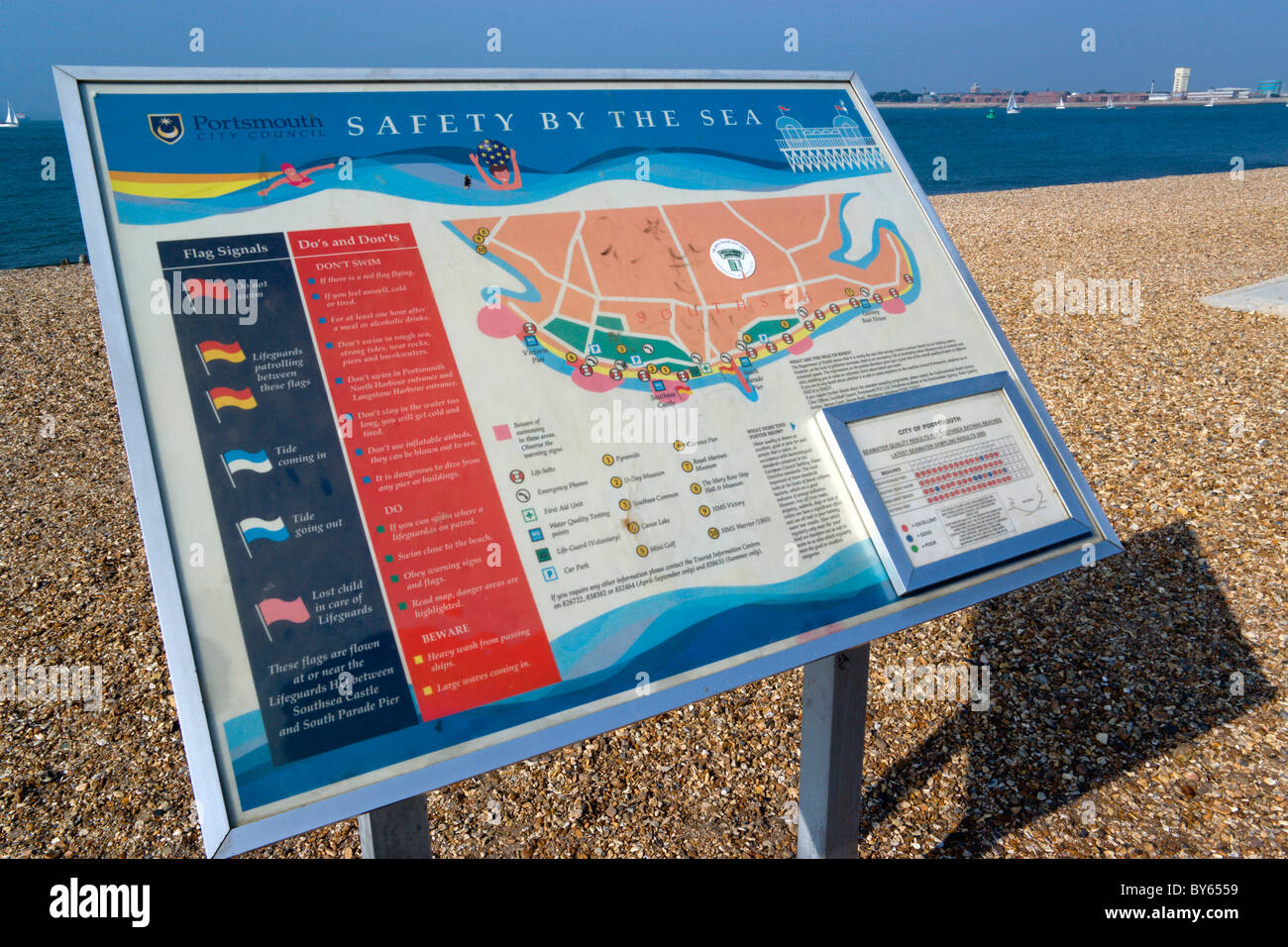 ENGLAND, Hampshire, Portsmouth, Southsea Beach with Safety By The Sea ...