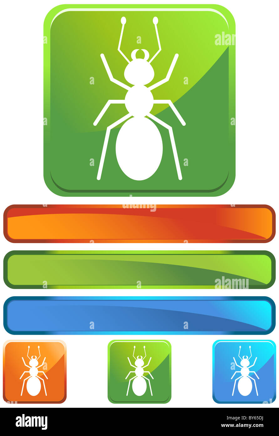 A set of icon square buttons - ant Stock Photo - Alamy