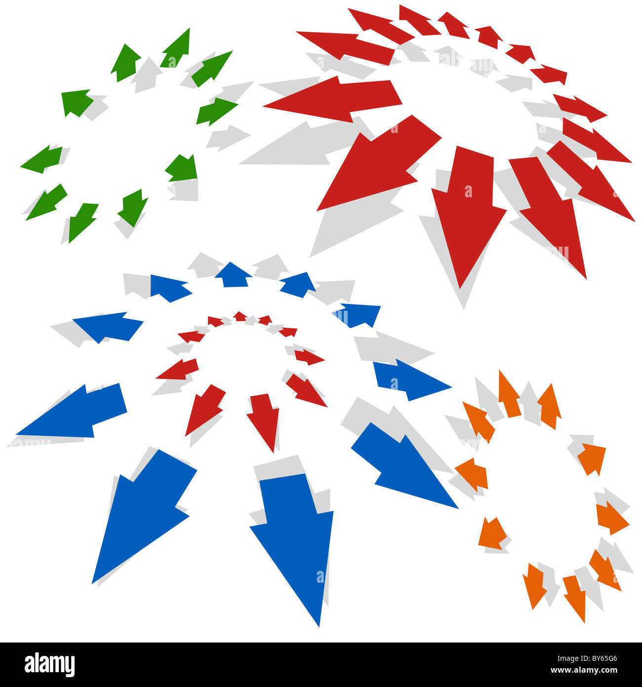 Arrows radiating outward isolated on a white background Stock Photo - Alamy