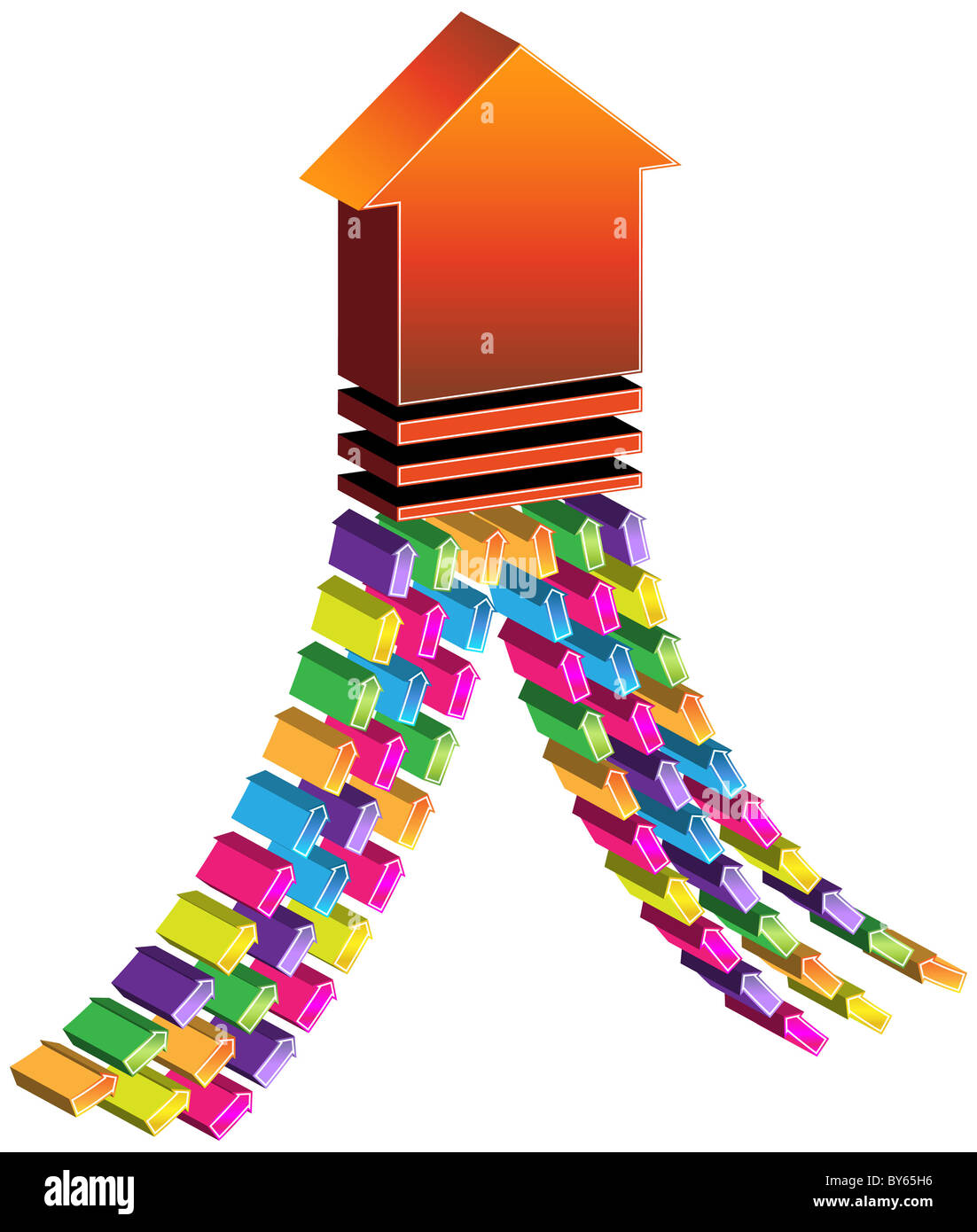 Many arrows coming together to create one large arrow Stock Photo - Alamy