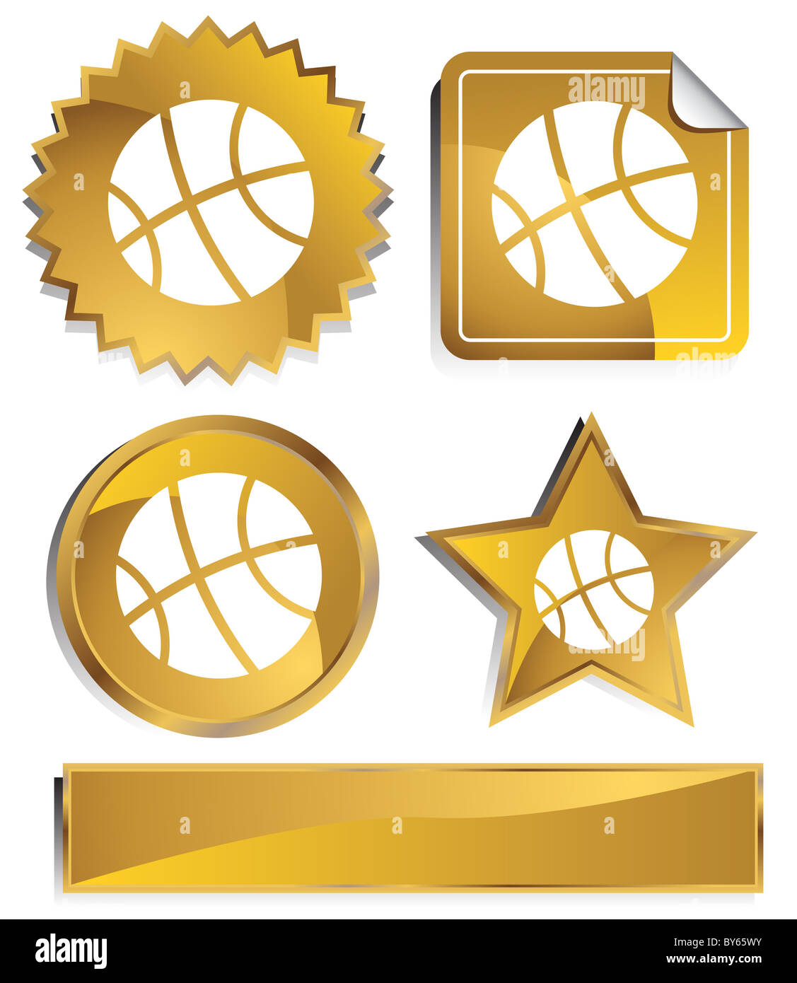 Set of 3D gold chrome icons - basketball Stock Photo - Alamy
