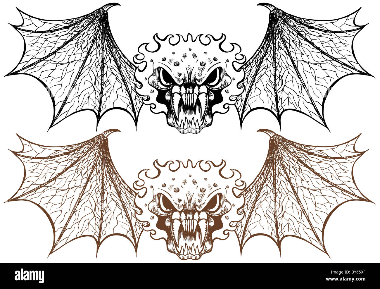 Set of 2 Winged Demons Stock Photo - Alamy