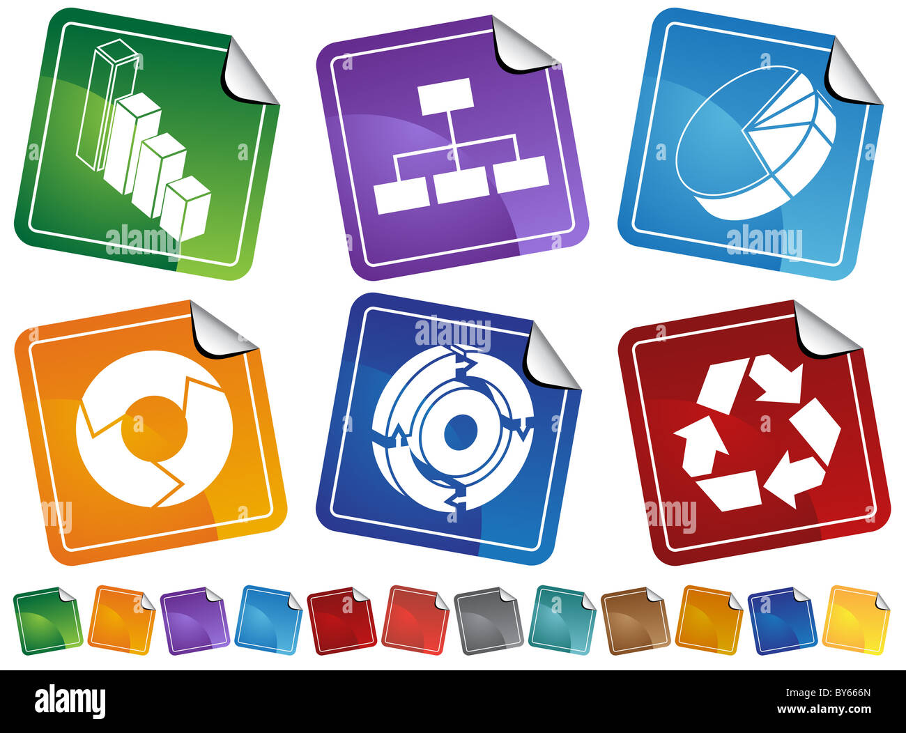 Set of business process diagram sticker buttons Stock Photo - Alamy