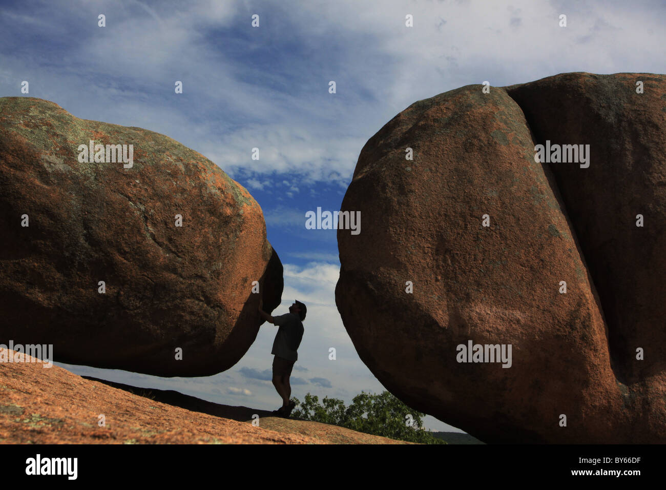 hiker climber Elephant Rocks State Park Missouri granite Stock Photo ...