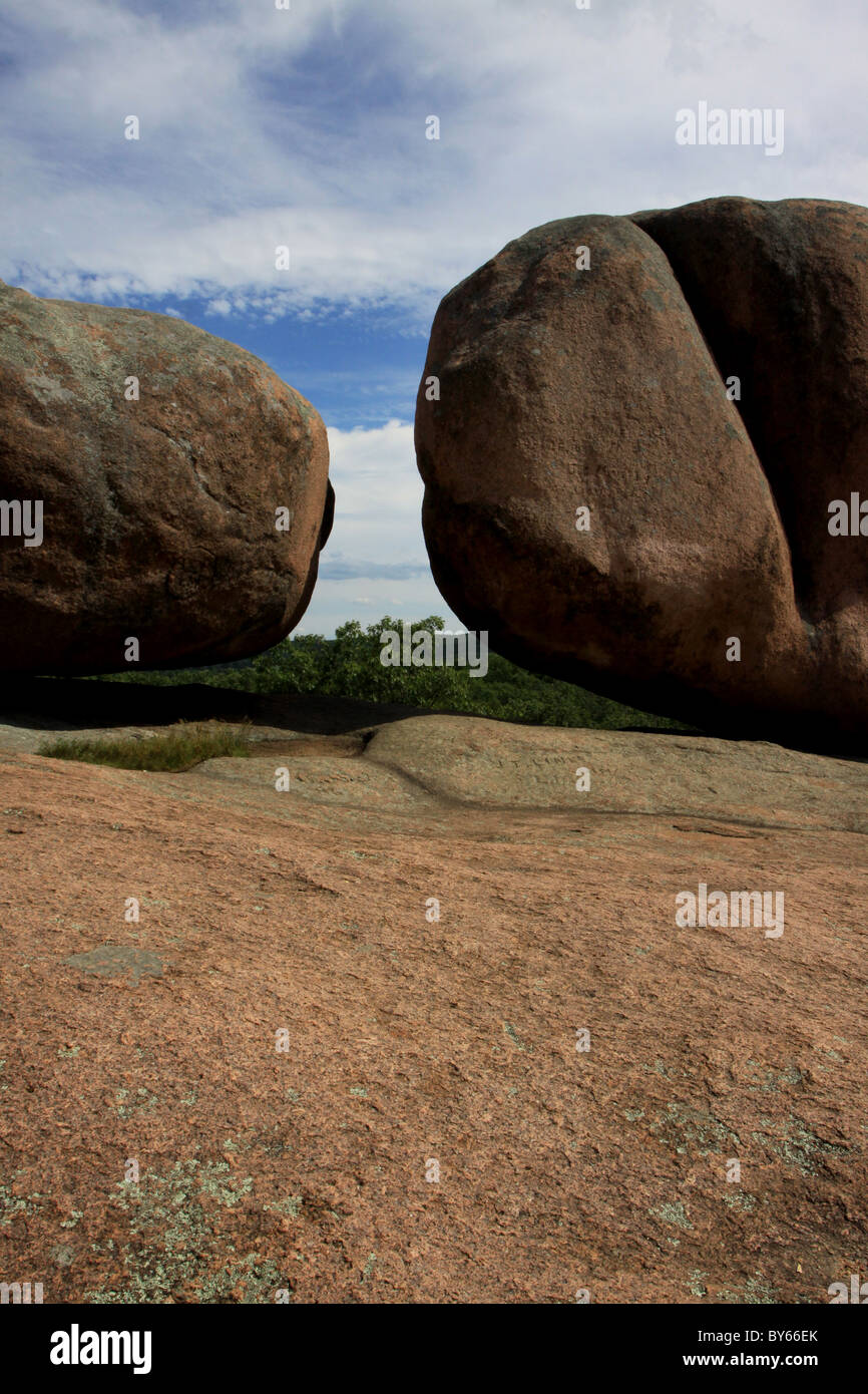 hiker climber Elephant Rocks State Park Missouri granite Stock Photo ...