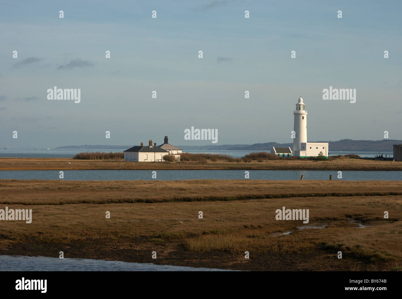 Lighthouse at Hurst Castle, Keyhaven, Milford on Sea Stock Photo - Alamy