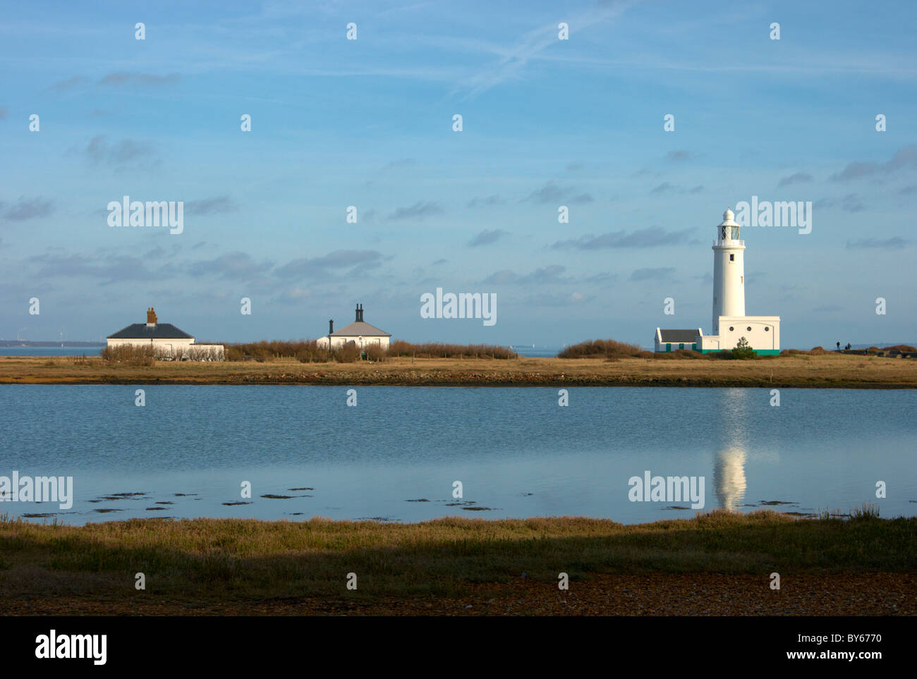 Lighthouse at Hurst Castle, Keyhaven, Milford on Sea Stock Photo - Alamy