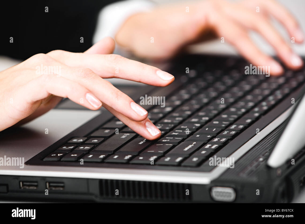 Image of beautiful female hands pushing the buttons Stock Photo - Alamy