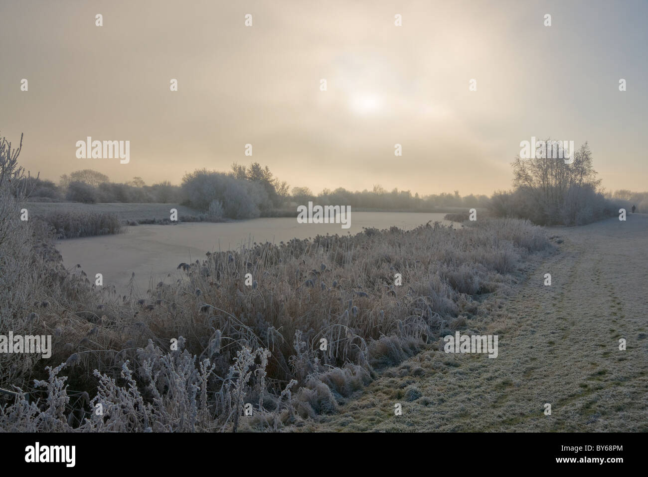 Frost & Ice Covered Lake Stock Photo - Alamy