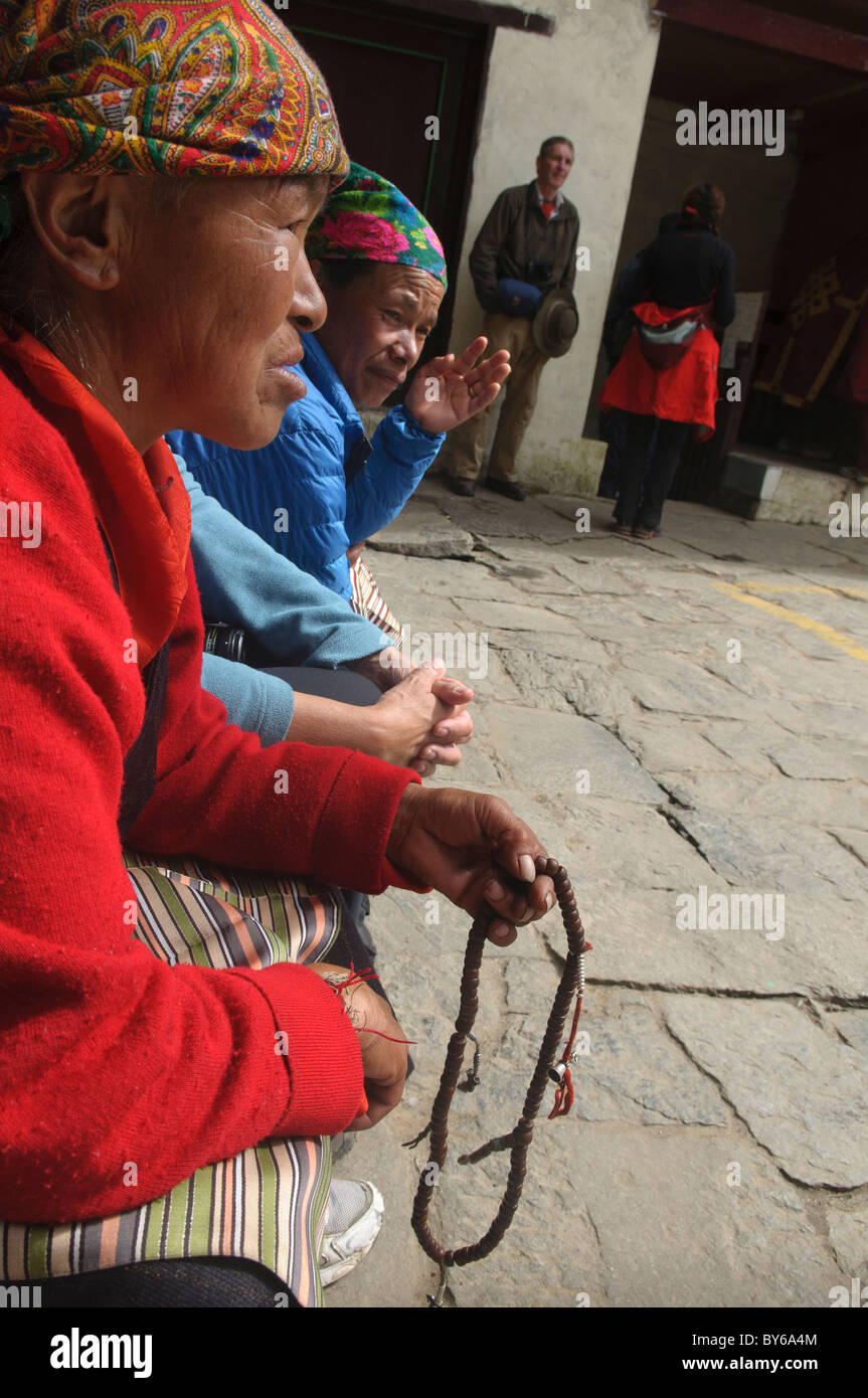 Sherpa Tibetan pilgrim at the Mani Rimdu Festival at Tengboche ...