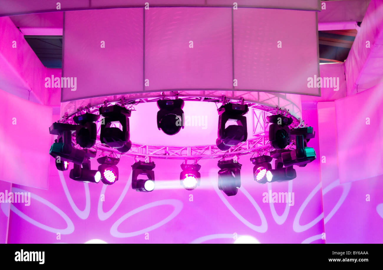 Beautiful Colourful disco lighting in the stage Stock Photo - Alamy