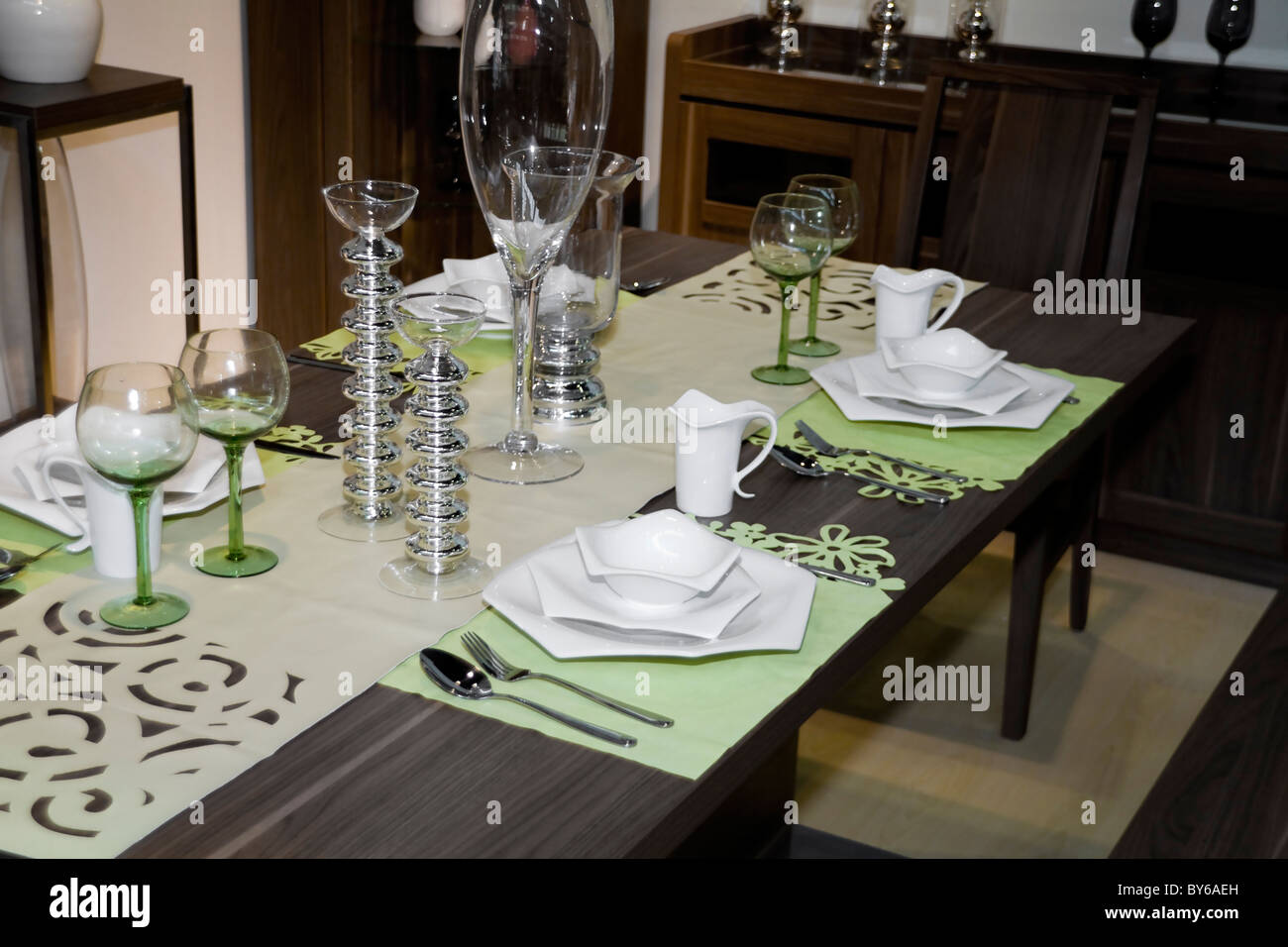Dining table in a dining room Stock Photo - Alamy