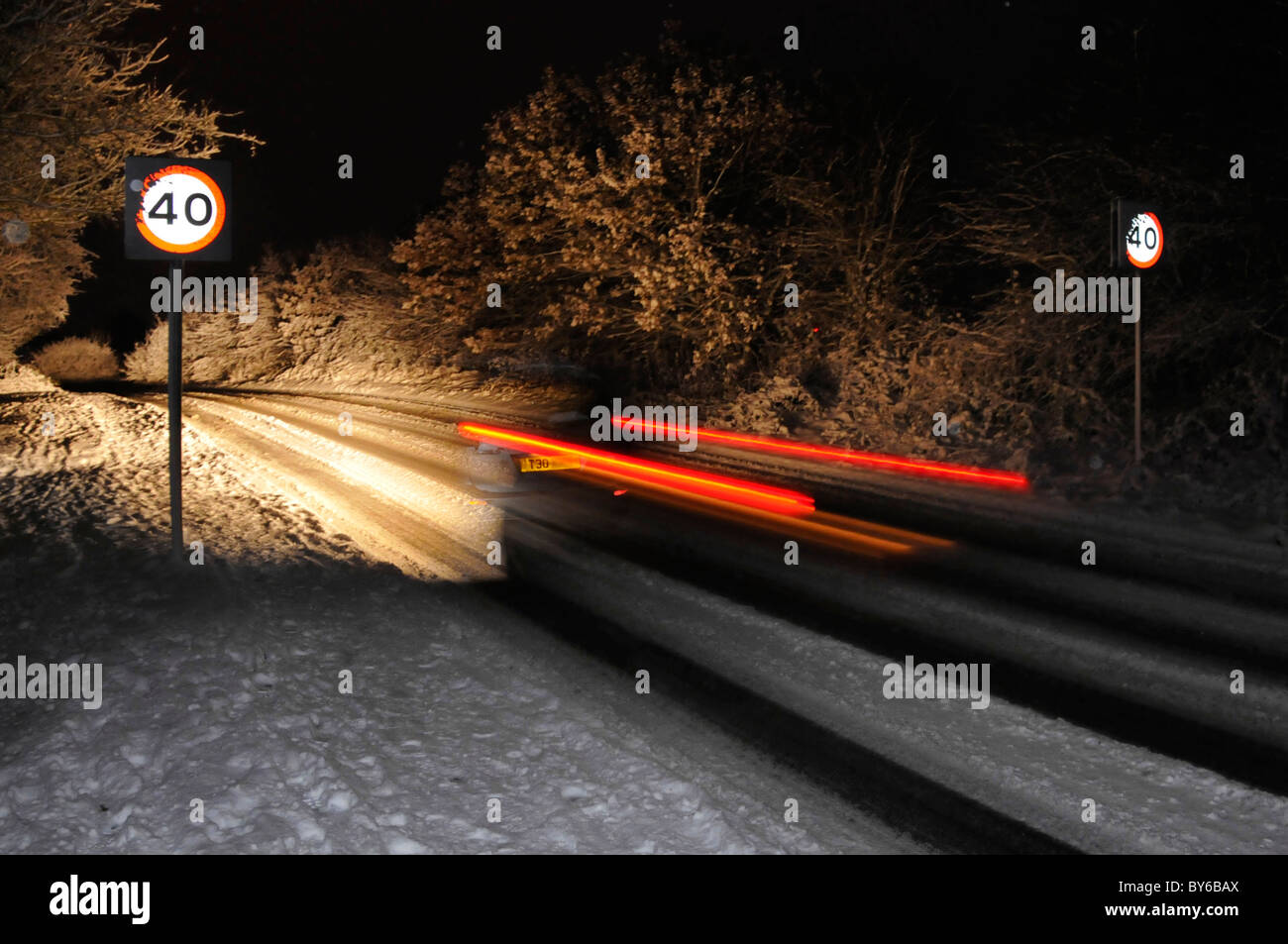 Driving car along dark night hi-res stock photography and images - Alamy