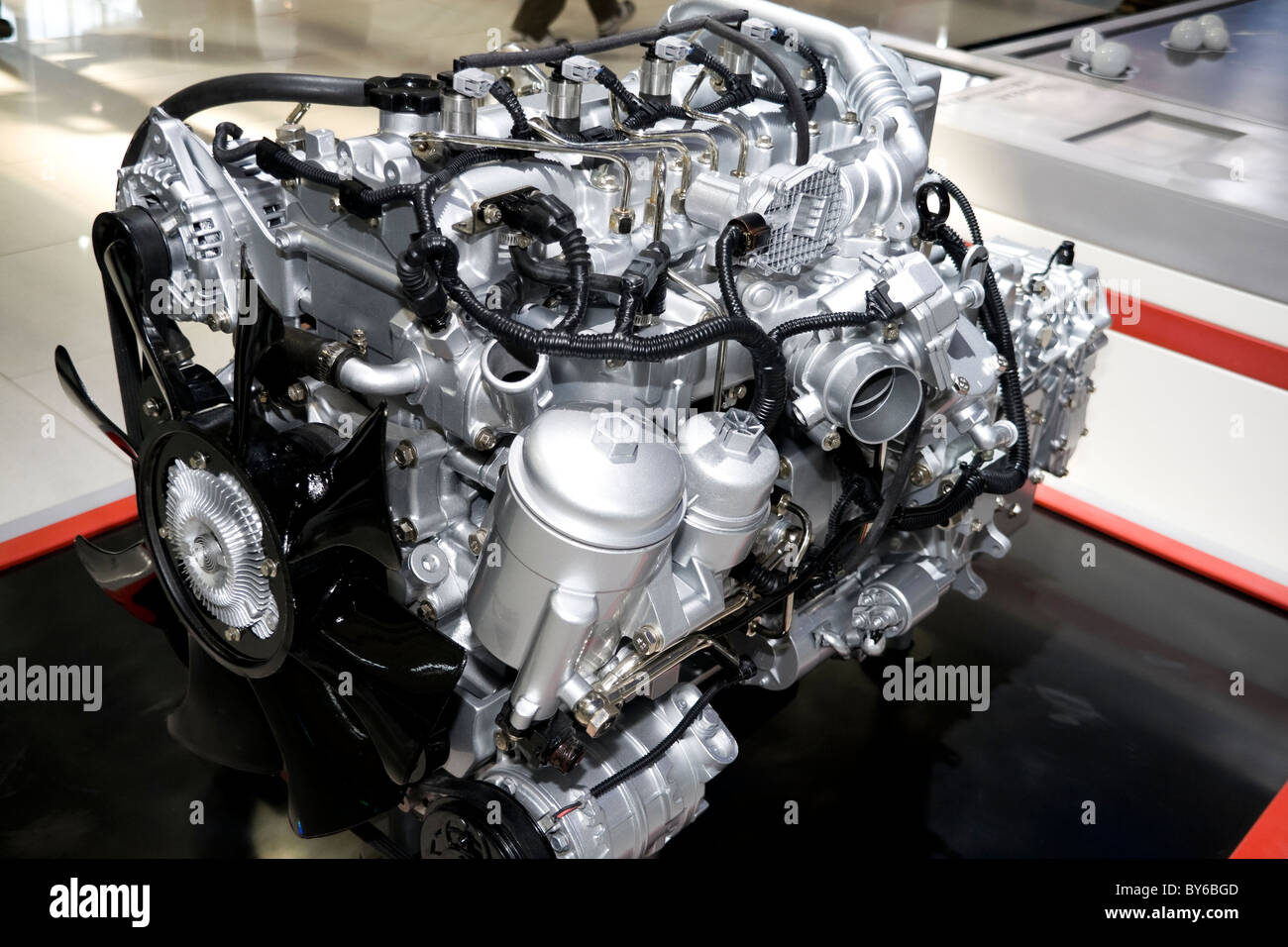 Complex engine of modern car interior view Stock Photo - Alamy