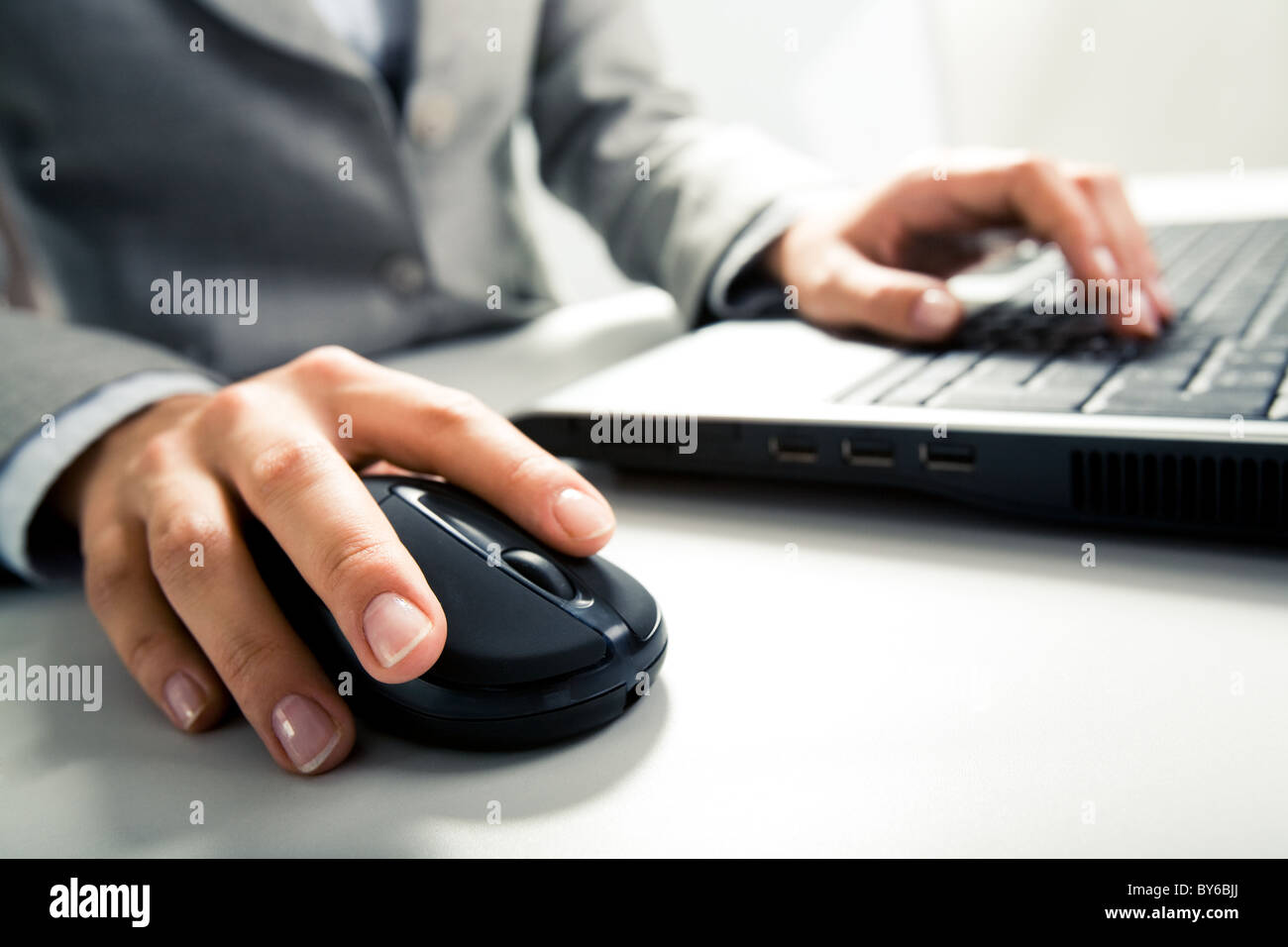 Image of hands pushing keys of a computer mouse and keyboard Stock ...
