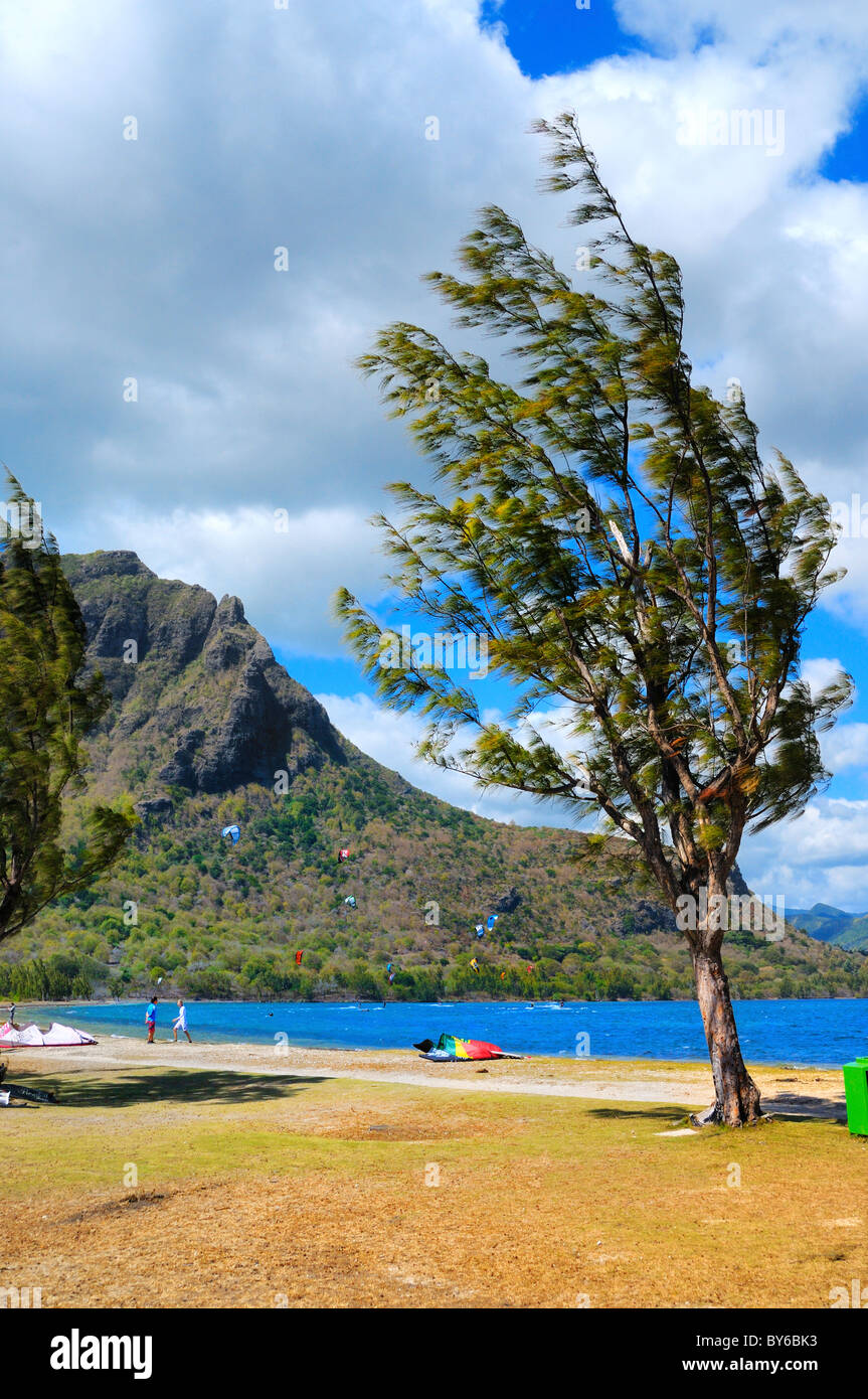 Kite boarding paradise at Point Sud-Quest on the Le Morne Peninsula ...
