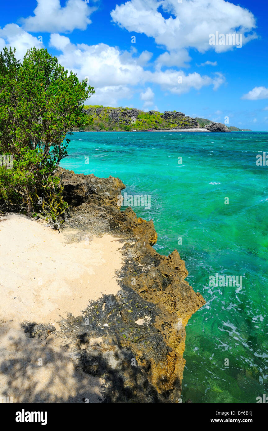 The rough shoreline at Le Petit Cap, Baie du Cap, Savanne, Mauritius ...