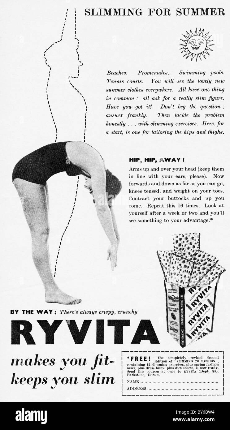 1950s advert in ladies fashion magazine for Ryvita slimming crackers ...