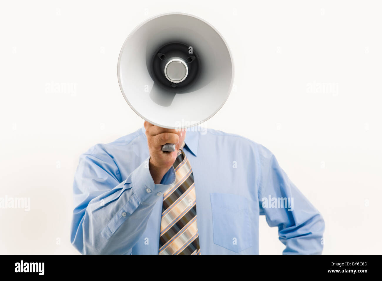 Businessman hand hold megaphone loudspeaker hi-res stock photography ...