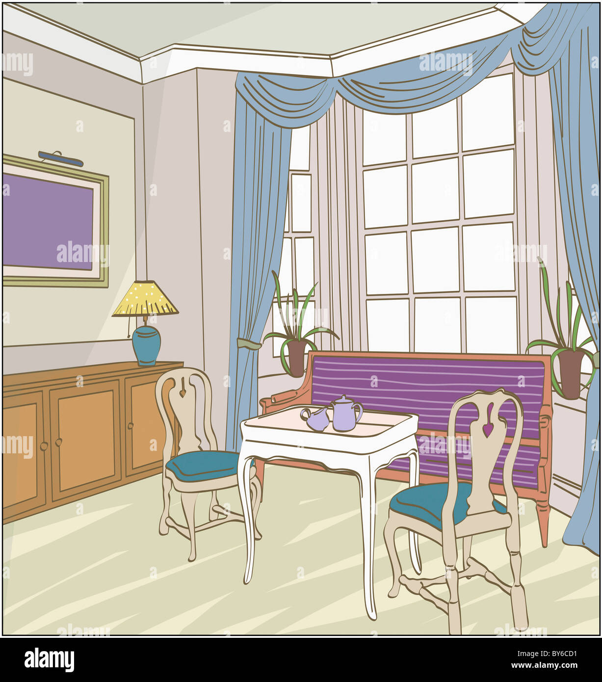 living room illustration Stock Photo - Alamy