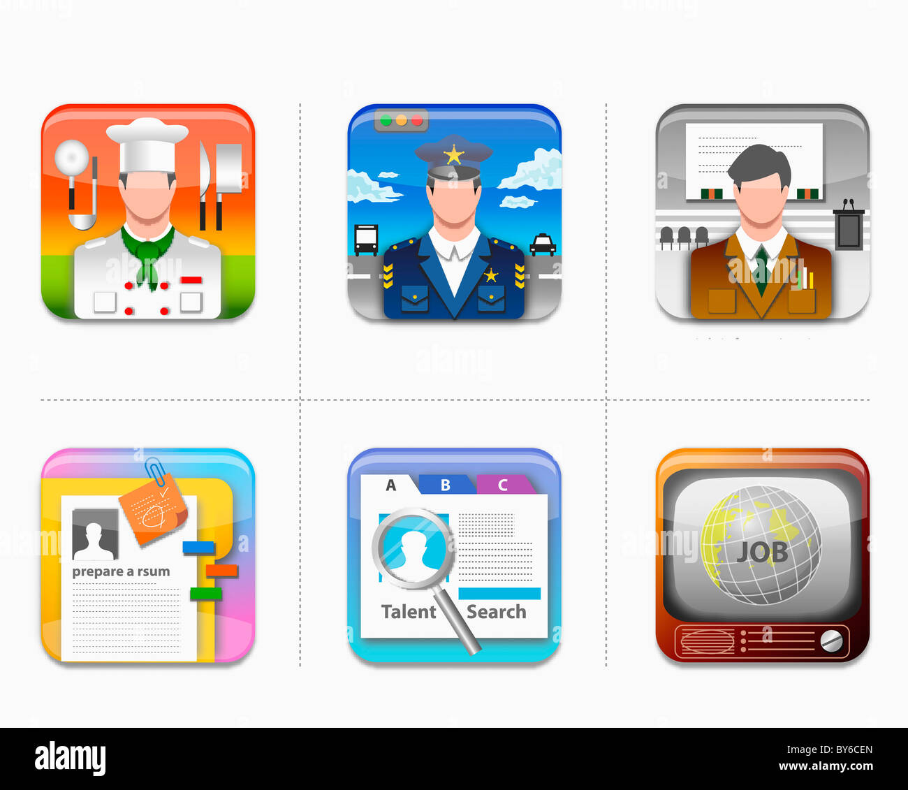various types of job icon Stock Photo - Alamy