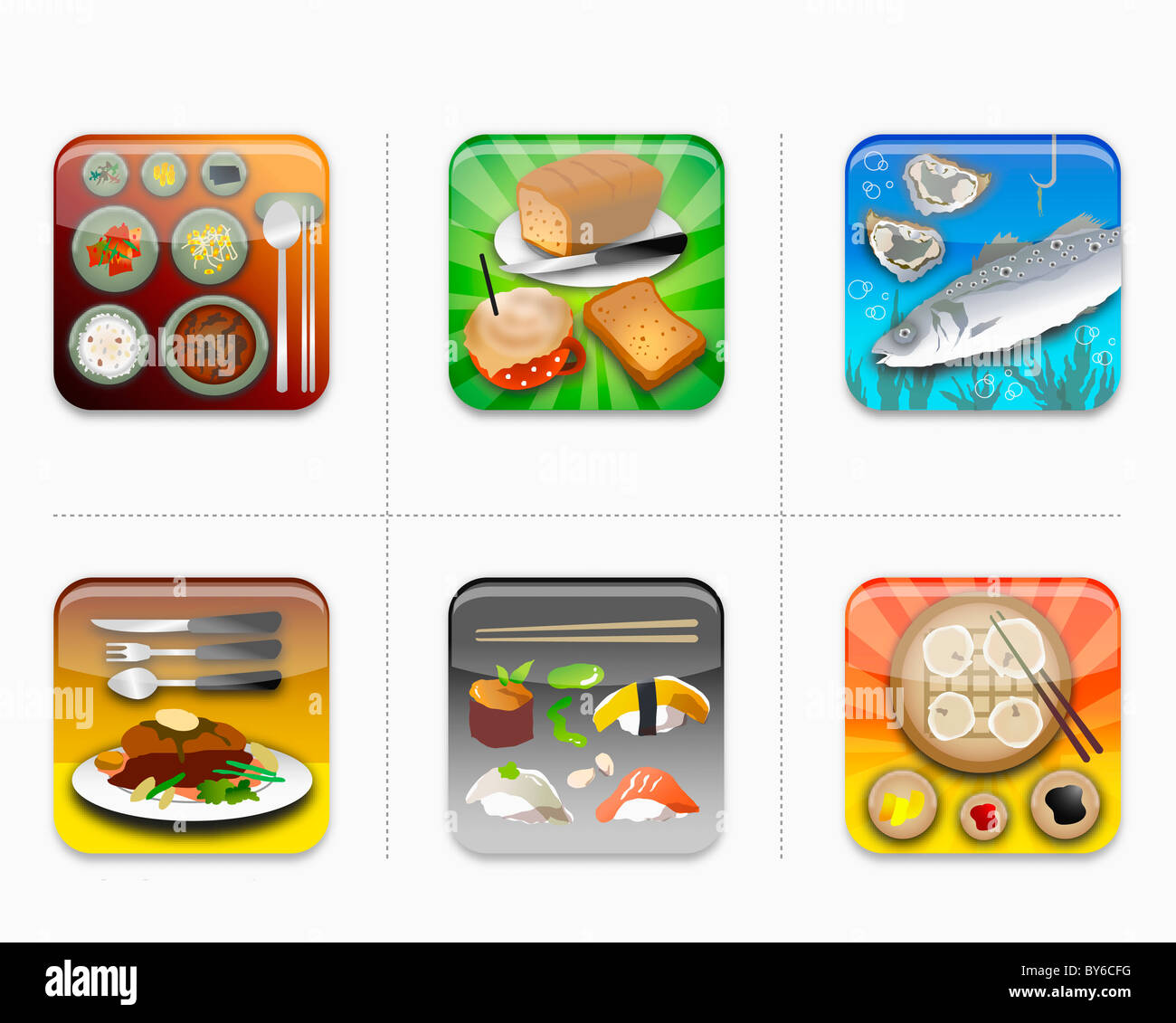 various types of food icon Stock Photo - Alamy