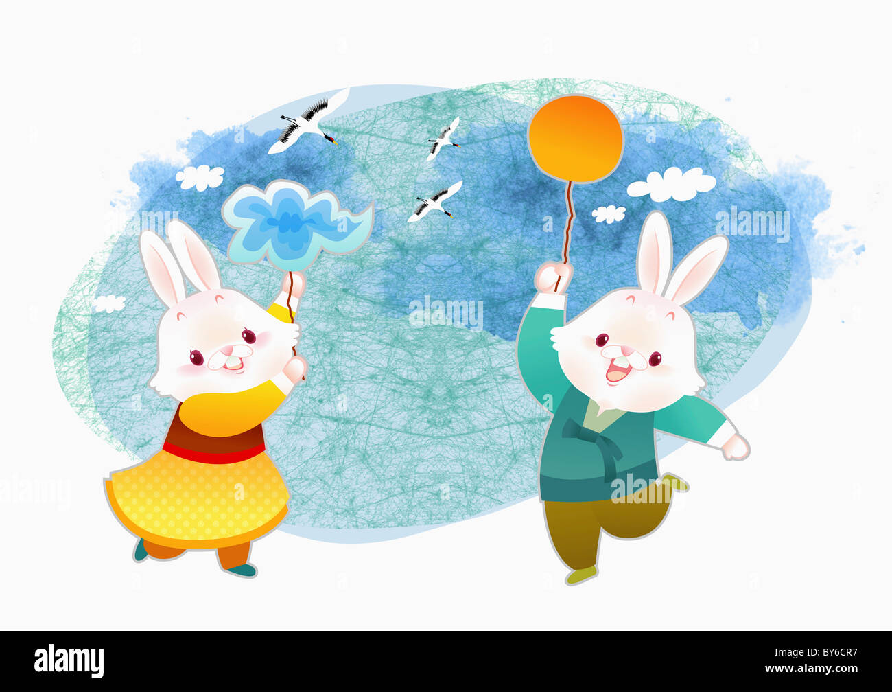 illustration in 2024 lunar year rabbits Stock Photo - Alamy