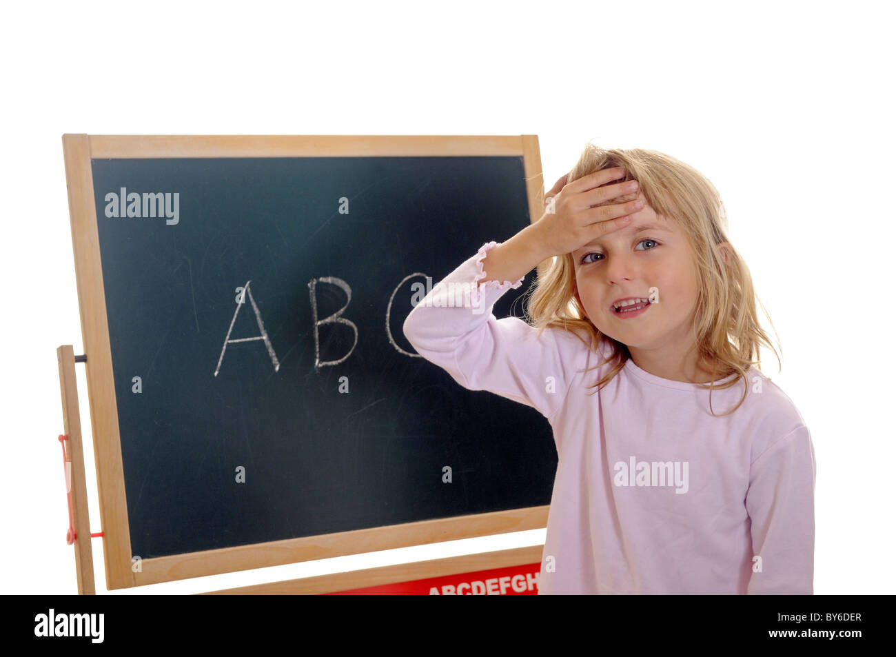 First class girl with chalkboard Stock Photo - Alamy