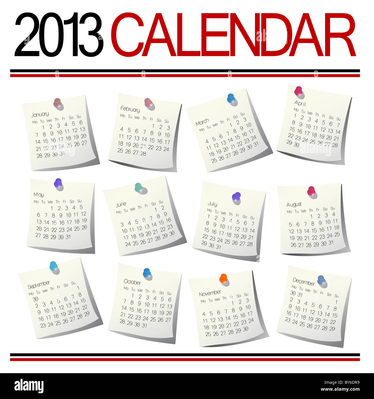 Calendar for 2013 Cut Out Stock Images & Pictures - Alamy