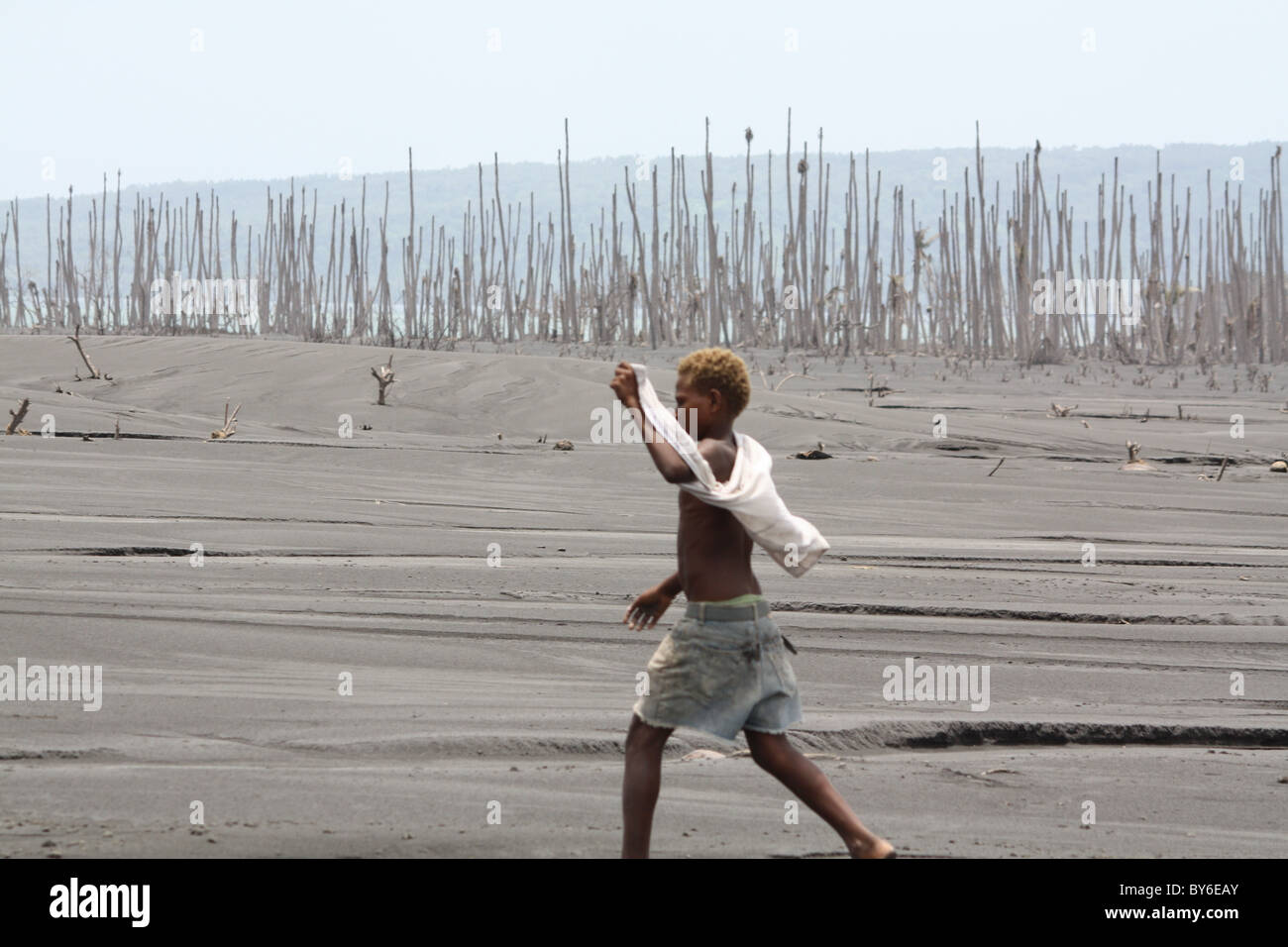 Boy walking volcanic ash field hi-res stock photography and images - Alamy