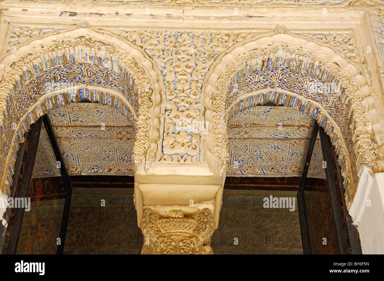Column detail at the Alcazar, Reales Alcazares. Seville. Andalusia ...
