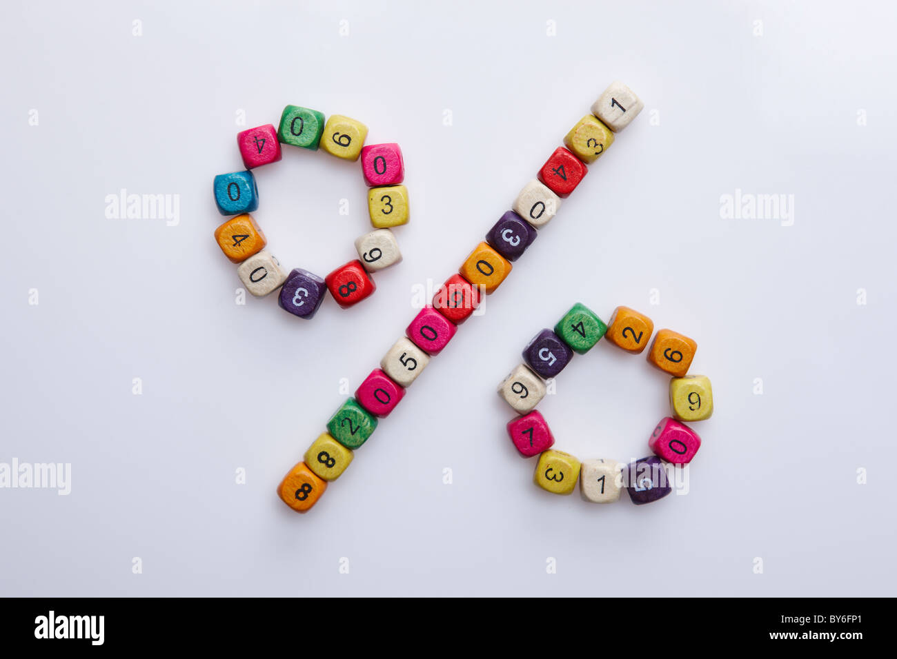 Percent sign made by multi color block Stock Photo - Alamy