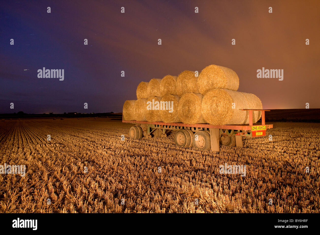 Hay Bales captured during a long exposure and illuminated by torch ...