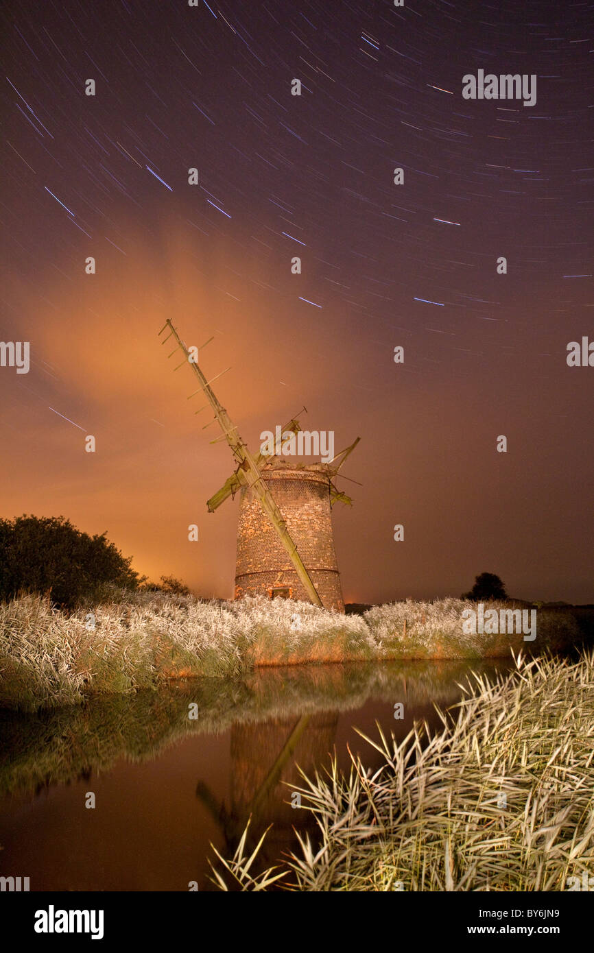 Brograve windpump captured at night along with some star trails during ...