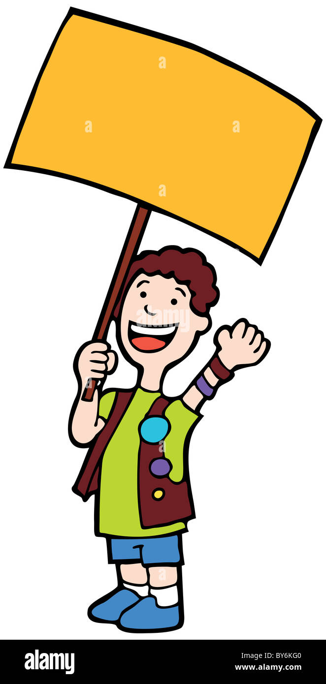 Child carrying a large picket sign with space for copy Stock Photo - Alamy